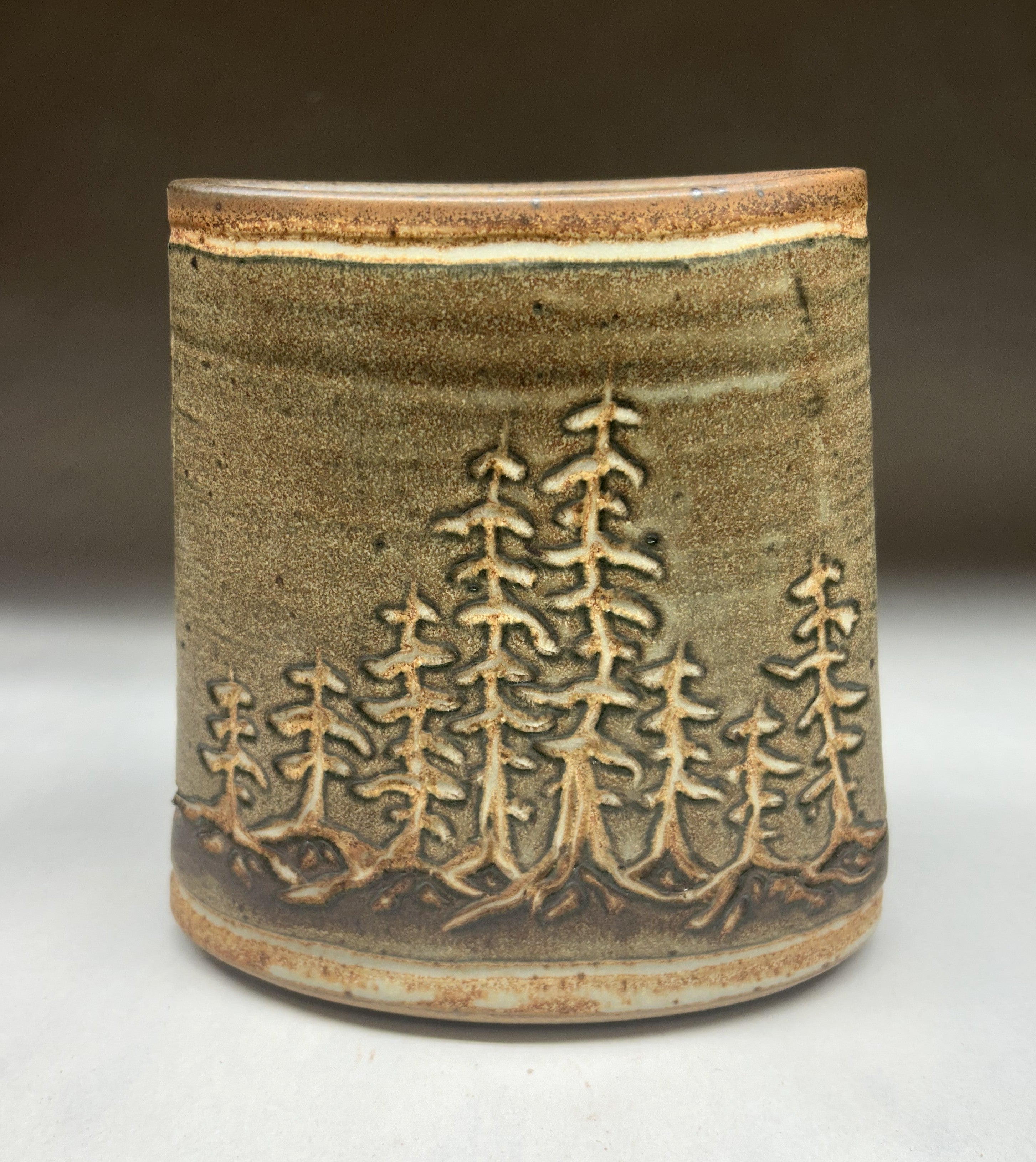 Hand Carved Pottery Vase - Hand Carved Tree design- Rustic Home Decor ...
